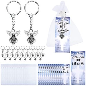 Nosiny 108 Pieces Funeral Favors Thank You Set Includes 36 Angel Keychains 36 Organza Bags 36 Miss Me But Let Me Go Prayer Cards Angel Charm Guest Gift for Celebration of Life Funeral Memorial Party