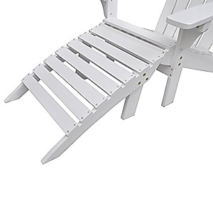 Festnight Garden Adirondack Chair with Footrest Wood Garden Reclining Lounger Chair for Balcony Patio Backyard Poolside Indoor and Outdoor Furniture 27.8 x 37.8 x 36.2 Inches (W x D x H) (White)