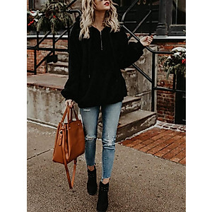 American Trends Oversized Sweatshirts for Women Athletic Womens Sherpa Hoodie Fluffy Women's Hoodies Pullover with Pockets Burgundy Large