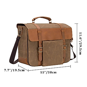 LoDrid Portable Bartender Bag for Bar Kits, Vintage Genuine Leather Waxed Canvas Travel Bar Case with Thick Inner Dividers and Adjustable Shoulder Strap for Cocktail Making, Bag Only,(Patent Design)