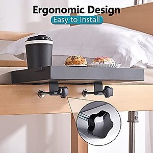 Adowes Bedside Shelf for Bed Heavy Duty Metal Bunk Bed Shelf with Cup Holder Clip On Nightstand for Top Bunk Bedside Tray Dorm Room Essentials for College Students Black