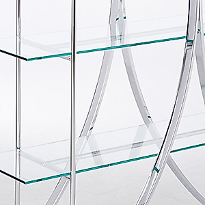 Coaster Home Furnishings X-Motif Bookcase with Floating Style Glass Shelves Chrome and Clear, 16"D x 48"W x 72"H (910050)