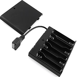 AIMPGSTL 6AA Battery Holder USB Female Socket 6 Slots AA Battery Case Box USB Port Power Supply Battery Box with ON-Off Switch and Cover 6 x 1.5V, with USB Cable