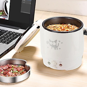 Mini Rice Cooker, 12V Electric Lunch Box Multifunctional Portable Rice Cooker Food Automatic Non Stick Pot for Car Travel Camping (White)