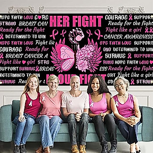 Avezano Breast Cancer Awareness Garage Door Banner 6x13Ft Her Fight is Our Fight October Breast Cancer Decoration Pink Ribbon Butterfly Powerful Fist Backdrop Outdoor Decor (157.48" L x 72.83" W)