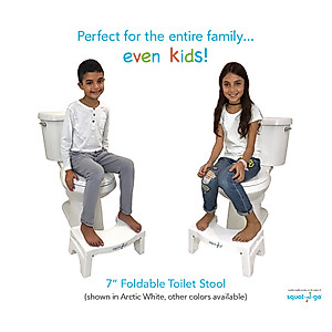 Squat N Go Folding Squatting Stool | The Only Foldable Toilet Stool | Convenient and Compact Great for Travel | Fits All Toilets, Folds for Easy Storage, Use in Any Bathroom | White Color |