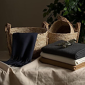 La Jolie Muse Throw Blanket for Couch Soft Lightweight - Faux Cashmere Melange Throw Blanket with Tassels, Cozy Warm Decorative Blankets for Bed Sofa Chair Living Room (Camel, 50 x 60 inches)