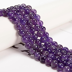 94Pcs(2 Strand/Set) 8mm Amethyst Purple Natural Stone Beads Round Gemstone Genuine Real Stone Loose for DIY Bracelet Jewelry String Making