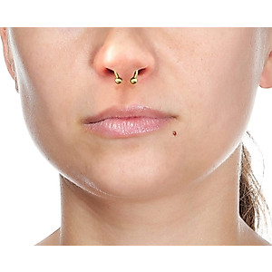 Lavari 14 Gauge 14k Yellow Gold Circular Horseshoe Barbell Lip Eyebrow Belly Nipple Ring 1/2 Inches Jewelers