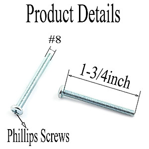 24pcs 8-32 x 1-3/4" Machine Screws Metal Mounting Hardware Fitting Fastening Accessories Cross Slotted Round Phillips Head Screw Bolt
