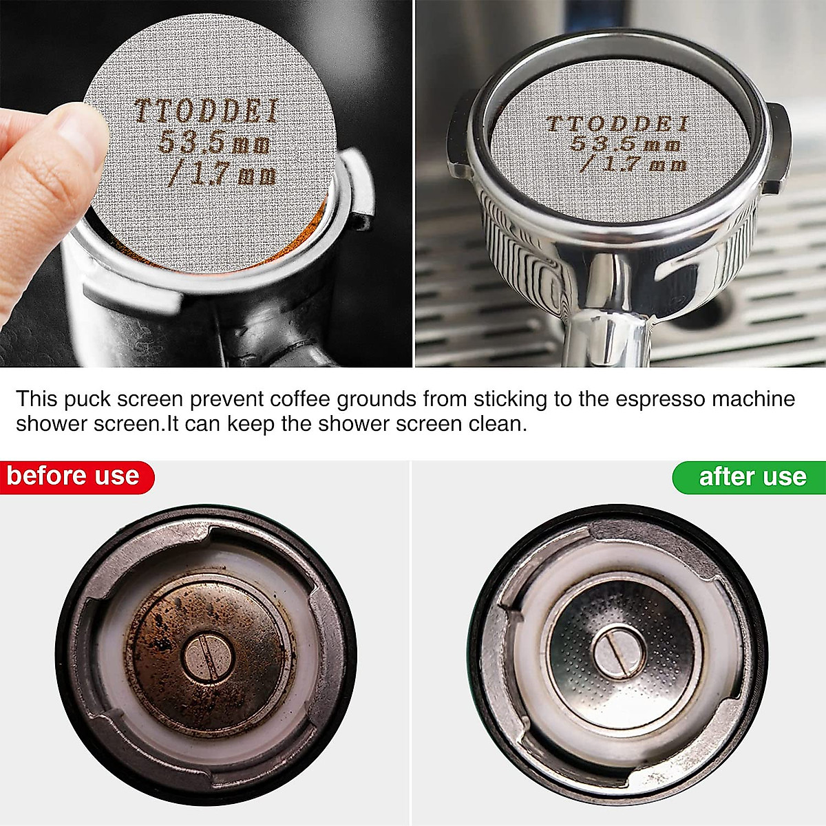 54mm Espresso Puck Screen Coffee Portafilter Puck Screen Espresso Portafilter Lower Shower Screen Reusable Contact Screen 53.5mm