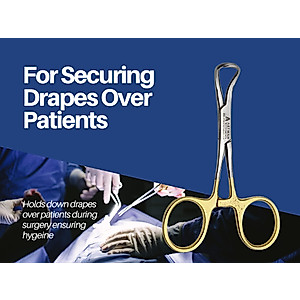 Towel Clamp Backhaus Forceps Gold Plated 3.5" Medical Surgical Instrument ARTMAN Set of Three (3)