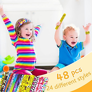 LovesTown Kids Slap Bracelets, 48PCS Slap Wristbands Snap Bracelets Emotions Camouflage Leopard Print Galaxy for kids Party Favors Classroom Prizes Birthday Gifts