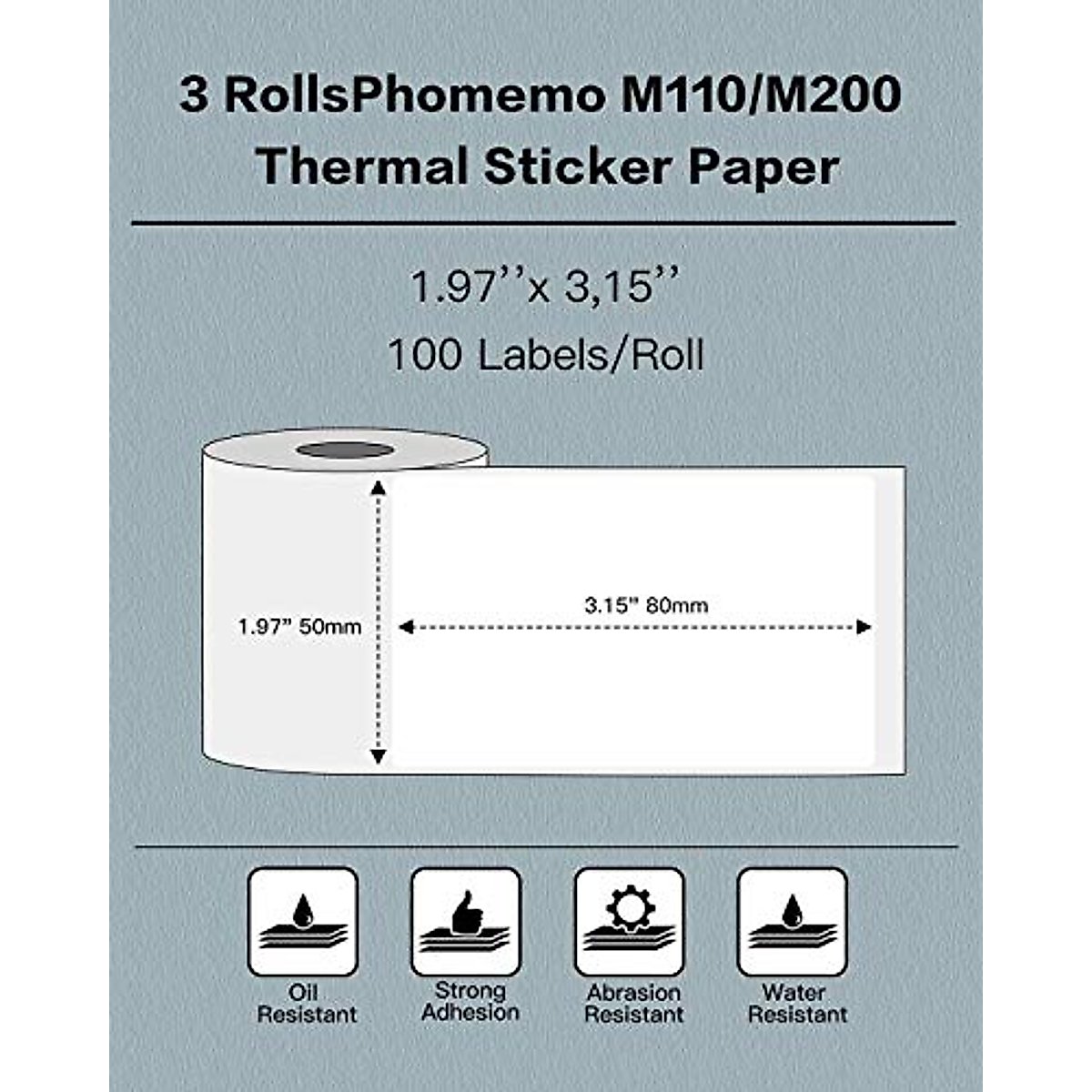 Phomemo M110 Bluetooth Label Maker with 3 Rolls 1.97"x3.15"(50x80mm) Thermal Labels- Thermal Label Maker Printer Apply to Labeling, Office, Cable, Retail, Barcode, Compatible with Android & iOS