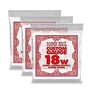 Ernie Ball Nickel Wound Single Guitar Strings 3-Pack .018 Gauge 3-Pack