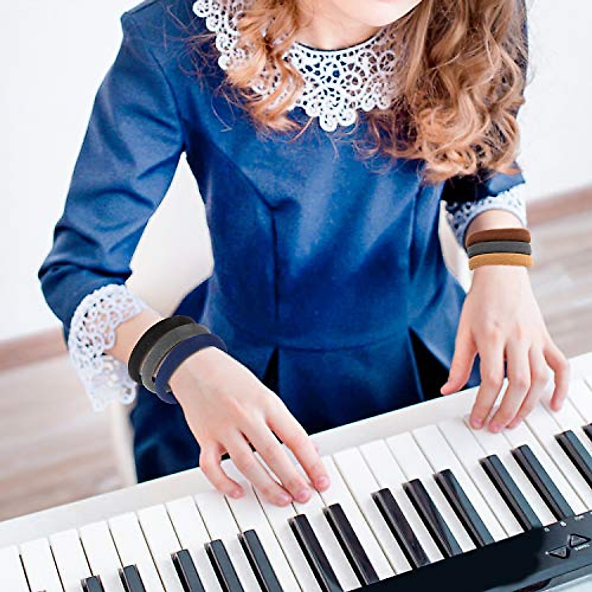 50PCS Black Hair Ties for Women, Cotton Seamless Hair Bands, Elastic Ponytail Holders, No Damage for Thick Hair, 2 Inch in Diameter, by Nspring