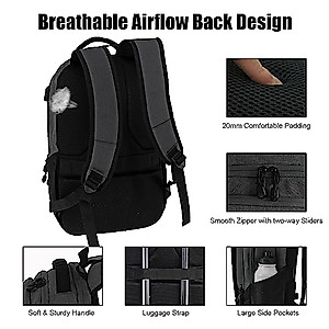 WOLT | Travel Laptop Backpack for Women & Men - airplane approved carry on Business Bag with USB Charging Port, fits 15.6 Inch Notebook (Dark Grey)