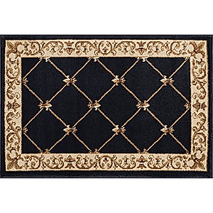 Tayse Orleans Black 2x3 Entry Rug - Indoor Front Door Rug - Small Area Rug - Kitchen Rug - Bath Rug - Contemporary Carpet - Alfombras para Salas, (SNS4883 2x3)