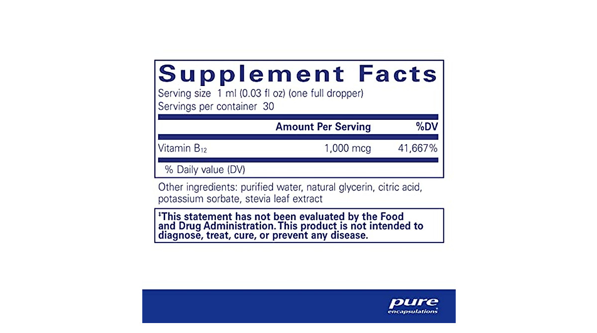 Pure Encapsulations B12 Liquid - Support Nerve, Immune & Energy - 1 fl oz