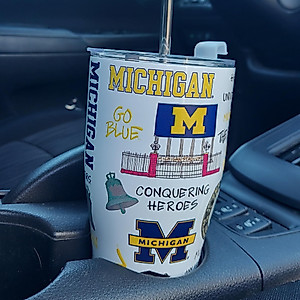 University of Michigan 30oz Stainless Steel 3D Icon Tumbler – High Performance Double-Walled Thermos w/Convertible Lid & Straw – Insulated Decorative NCAA Beverage Vessel – Keeps Drinks Hot or Cold