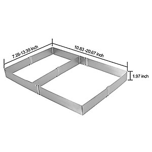KINJOEK Adjustable 10-20 Inch Square Cake Mold Ring, Retractable Stainless Steel Square Mousse Cake Milk Bar Mold Cake DIY Baking Mould Tool