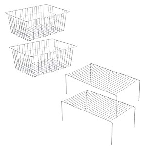 iPEGTOP Set of 2 Freezer Cabinet Shelf Rack & Wire Storage Freezer Baskets