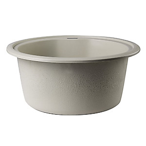 ALFI brand AB1717DI-B Drop-In Round Granite Composite Kitchen Prep Sink, 17", Biscuit