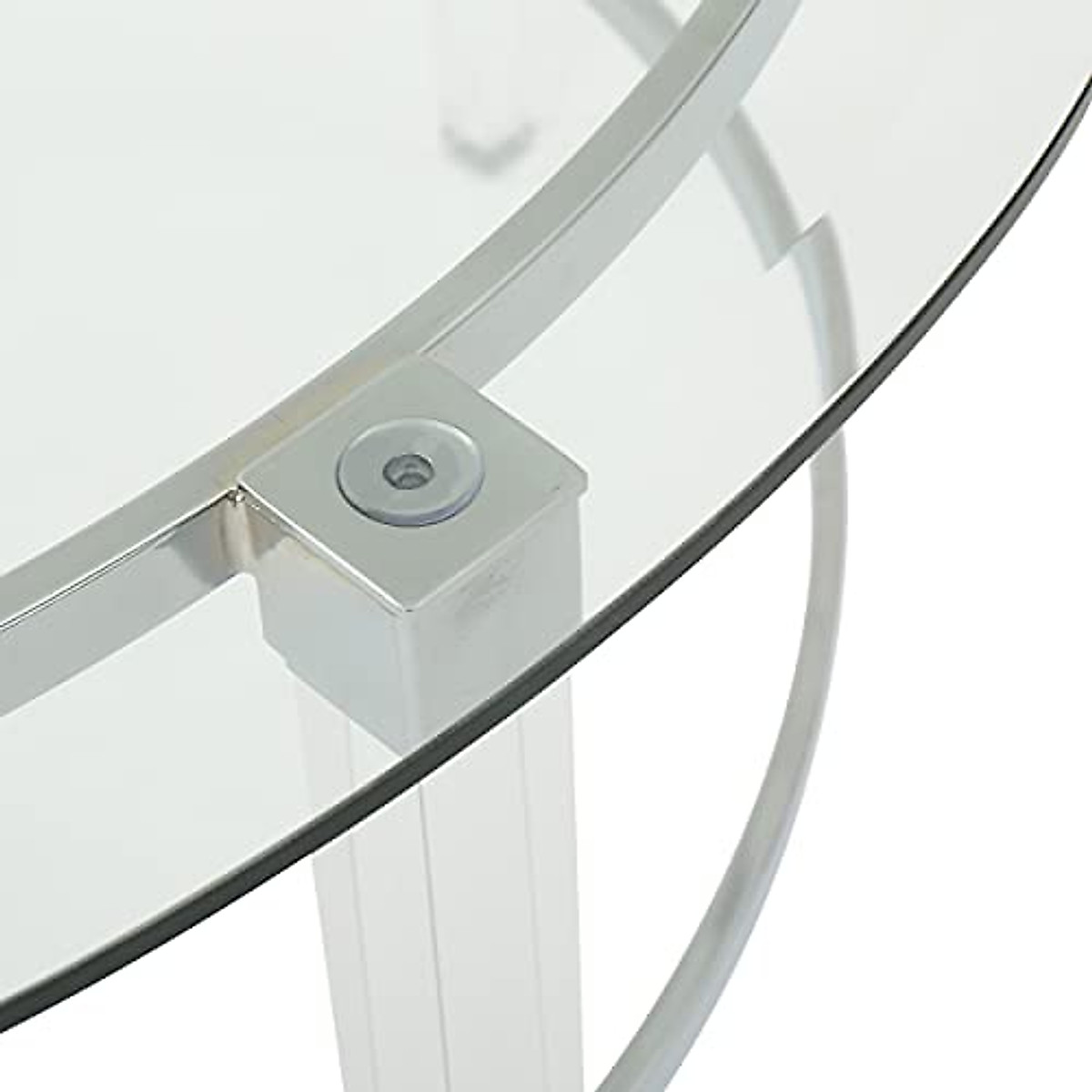 Christopher Knight Home Elowen Modern Round Tempered Glass Coffee Table with Acrylic and Iron Accents, Clear 35.5 in x 35.5 in x 18 in (W x L x H)