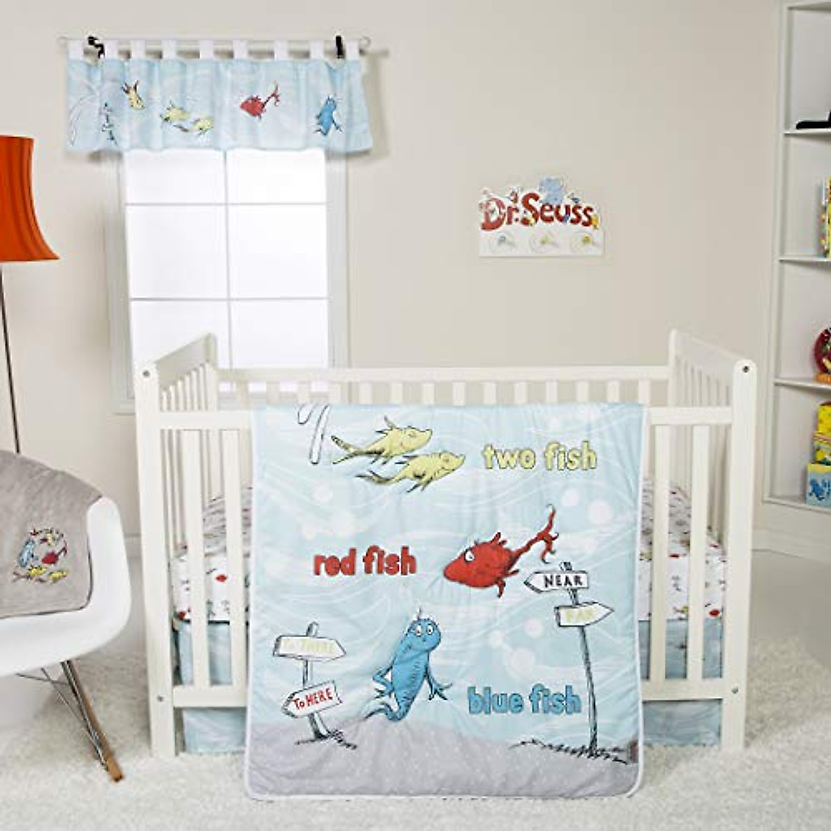 Trend Lab Dr. Seuss One Fish Two Fish 4Piece Crib Bedding Set Nursery Baby Bedding