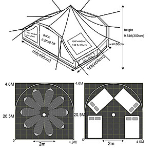 BOOMLATU 4 Season Waterproof Glamping Tents for Camping with Stove Jack Hole,Luxury Yurt Bell Tent Camping Tent for 4/6/8 Adults for Glamping Family Camping Zipped Removable Floor