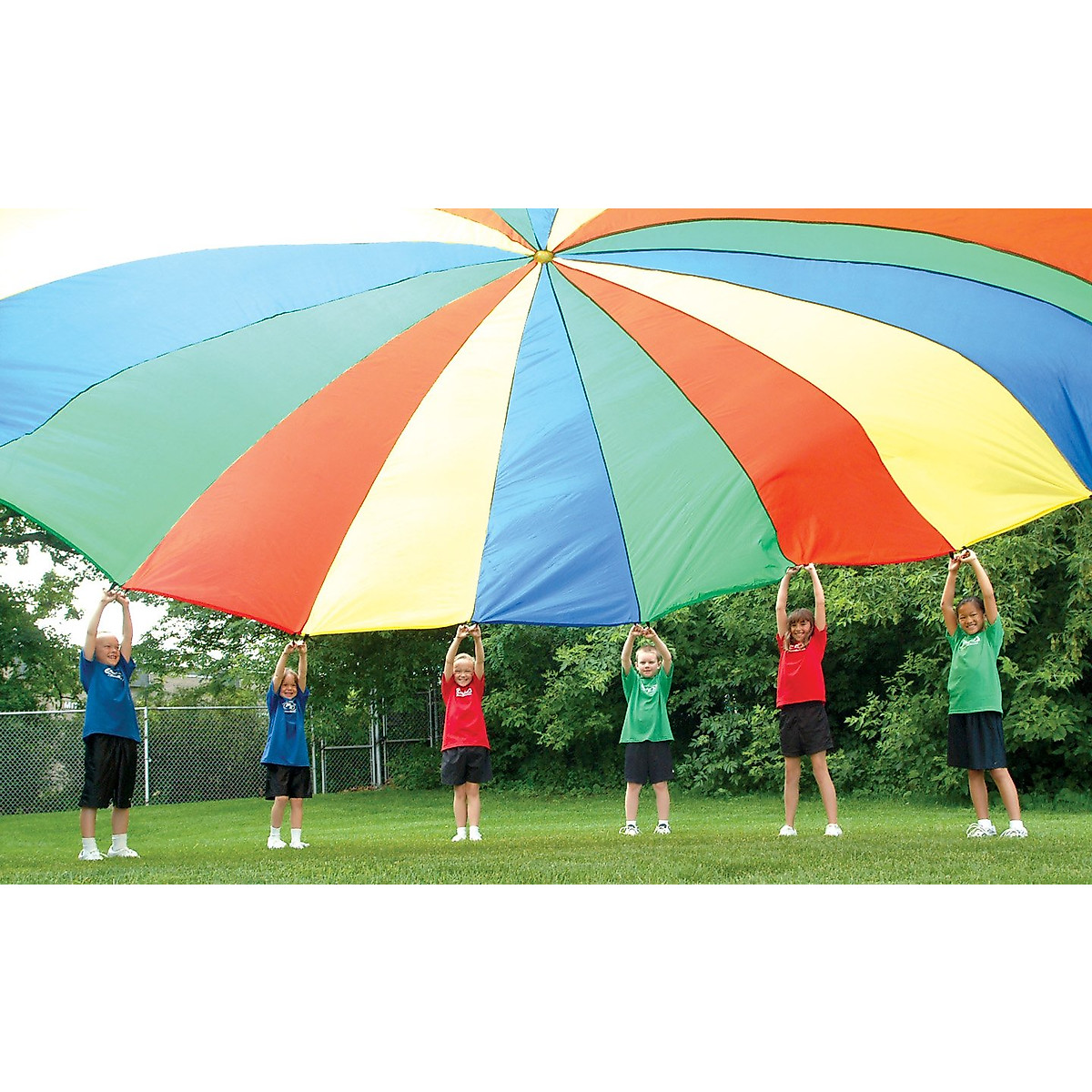 Palos Sports - Heavy Duty Standard Parachute 35' with 30 Handles, Kids Parachute for Cooperative play - Comes with Carrying Bag | Multi-colored