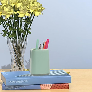 ZUFECY Pencil Holder, Pen Cup Makeup Brush Holder, Desktop Organizer Storage Case Scandinavian Design Stationery for School Home Office Supplies (Green)