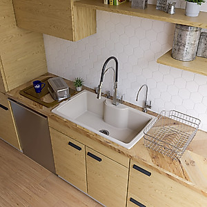 ALFI brand AB3520DI-B Drop-In Single Bowl Granite Composite Kitchen Sink, 35", Biscuit