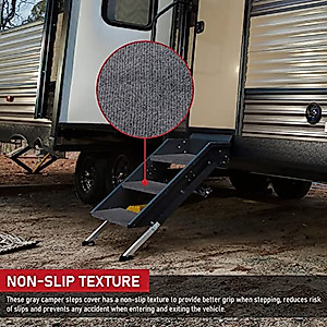 RV Camper Step Covers 3 Pack - 23 Inch Wide Straight Carpet Stair Rug Gray - Great for RV, Campers, Trailer, Vans with 8-11" Deep RV Stairs - Non-Slip Outdoor Stair Step Covers