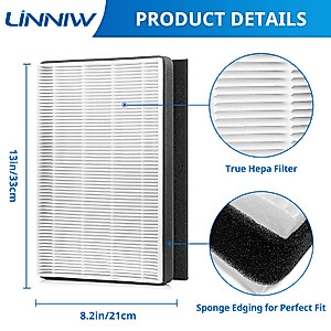 LINNIW 2 Pack F2 A2 True HEPA Replacement Filter Compatible with 3M Filtrete Room Air Purifier Models FAP-C02WA-G2 FAP-C03BA-G2 FAP-T03BA-G2 FAP-SCO2N FAP-CO2-A2 FAP-CO3-A2 FAP-TO3-A2