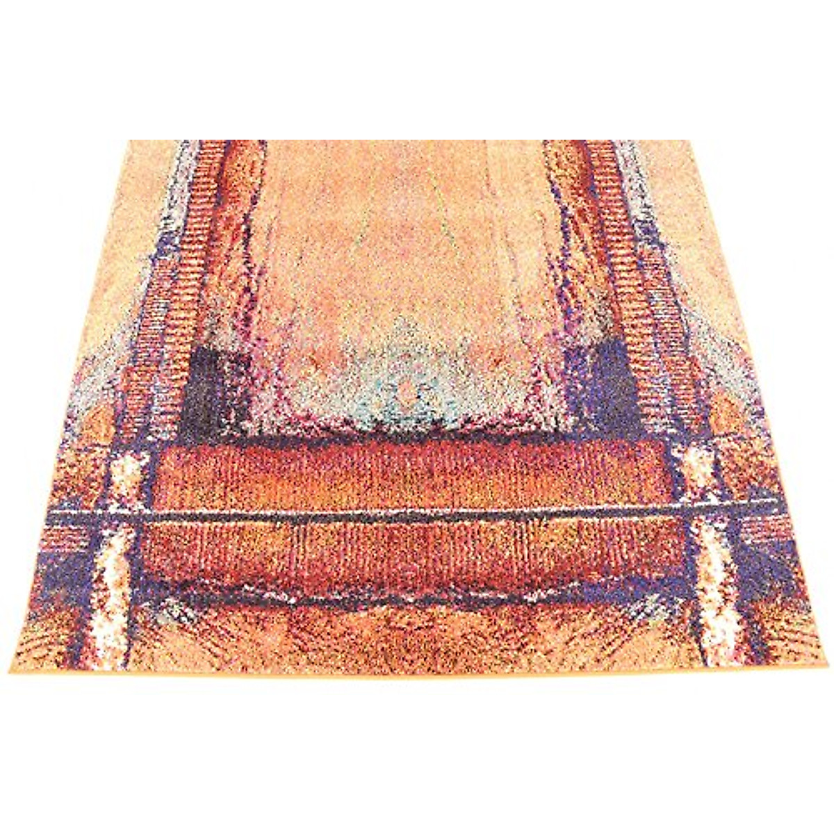 Unique Loom Estrella Collection Rustic, Distressed, Modern, Abstract Area Rug, 5 ft x 8 ft, Orange/Black