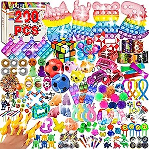 200 pcs Party Favors for Kids, Fidget Toys Pack, Stocking Stuffers, Easter Basket Stuffers, Birthday Gift Toys, Prize Box Toys, Treasure Box Birthday Party, Goodie Bag Stuffers, Carnival Prizes, Pinata Filler Stuffers Toys for Classroom, Assortment Party