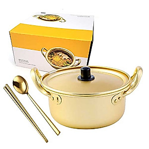 Ramen pot, fast Korean noodle cooker, 3 minute boiler for soup pasta egg, easy light cookware with lid