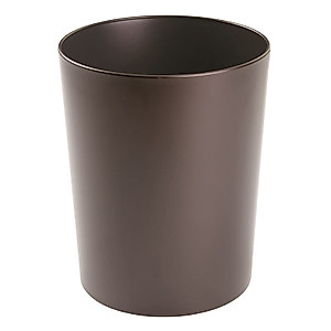 mDesign Round Metal Small 1.7 Gallon Recycle Trash Can Wastebasket, Garbage Container Bin for Bathrooms, Kitchen, Bedroom, Home Office - Durable Stainless Steel - Mirri Collection - Bronze