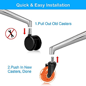 3" Office Chair Caster, Hirate Durable Computer Desk Chair Casters Replacement Set of 5 Heavy Duty Protection for All Floors, Universal Stem 11mm (7/16"x7/8")