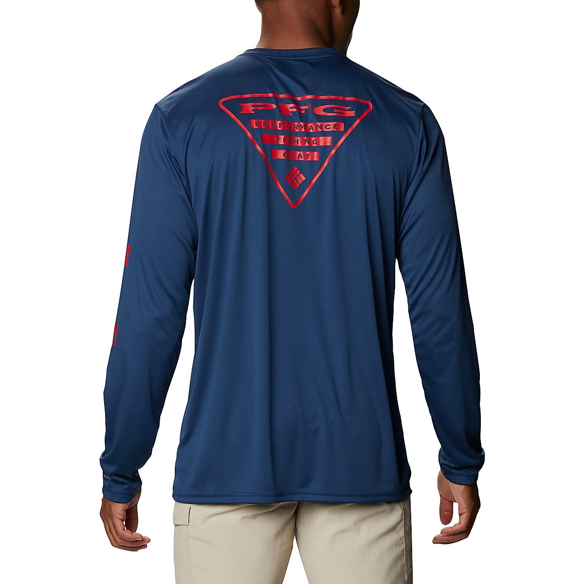 Columbia Men’s PFG Terminal Tackle Destination Long Sleeve, Sun Protection, Carbon/USA, XX-Large