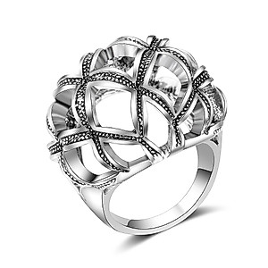 Mytys Vintage Silver Rings for Women Dome Style Antique Statement Ring Thumb Rings Jewelry Gifts Size 10