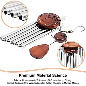 Large Aluminium Wind Chimes 37 Inches to Create a Zen Atmosphere Suitable for Outdoor, Garden, Patio Decoration. Classic Wind Chimes with Wind Catcher Suitable as A Gift for Unisex(Silver)