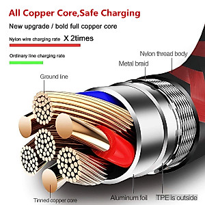 iPhone Charging Cable, 3 Pack 10FT TUUBEE Durable iPhone Charger Cable Nylon Braided Lightning Cord Fast Charging & Syncing iPhone Chargers Compatible iPhone XS/Max/XR/X/8P/8/7/6/iPad(Red&Black)
