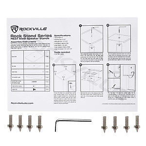 Rockville Pair 37" Steel Bookshelf Speaker/Studio Monitor Stands-White (RS37W V2)