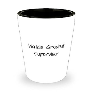 World's Greatest Supervisor Shot Glass, Supervisor Present From Friends, Best Ceramic Cup For Friends