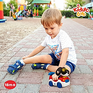 Kiddolab Remote Control Car for Toddlers & Dog Interactive Toy with Straight Driving Car Mode, Wobbling Doggy Mode - Fun Musical Toys with Lighted Eyes for Boys & Girls 18 Months Old & Above