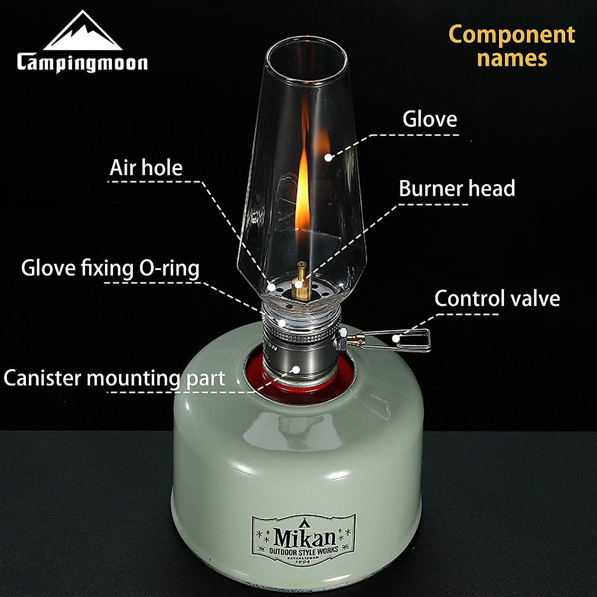 CAMPINGMOON Camping Gas Lantern with Wooden Lantern Case T-1