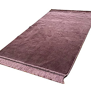 Modefa Turkish Islamic Velvet Janamaz Prayer Rug - Prayer Mat Carpet for Men and Women - Traditional Muslim Sajadah - Ramadan or Eid Gift - Solid Simple (Lilac)