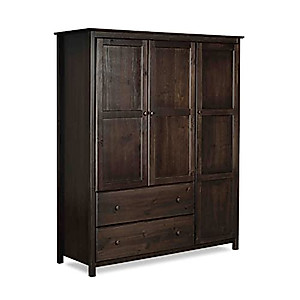 Grain Wood Furniture Shaker 3-Door Wardrobe, Solid Wood with Expresso Finish